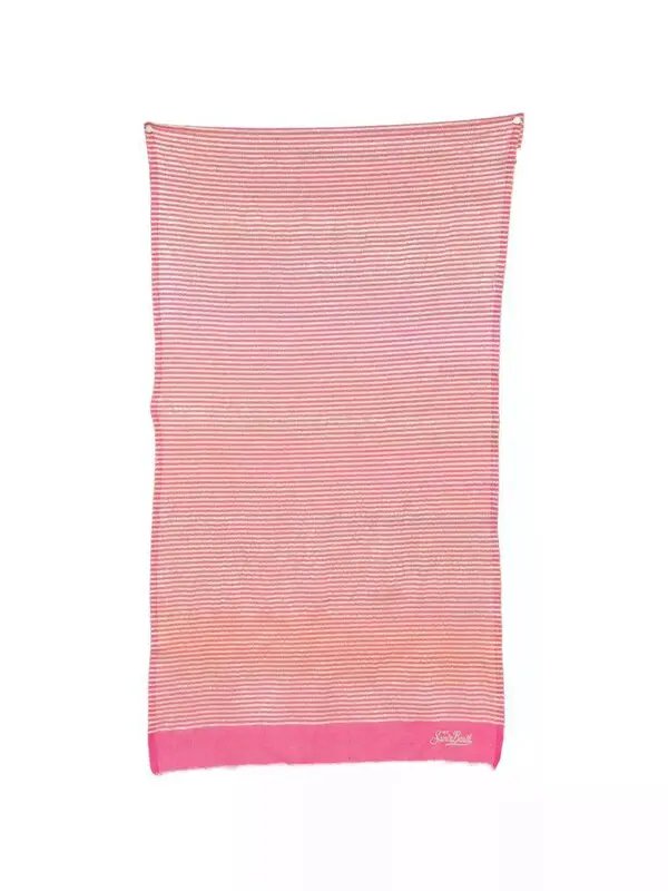 MC2 SAINT BARTH Foutas Striped Fringed Beach Towel - Pink
