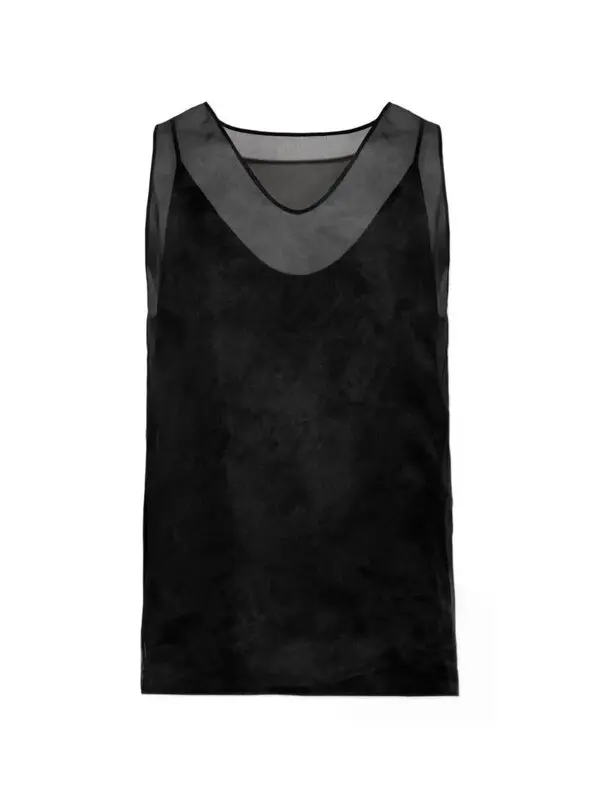 AMI Paris Silk V-neck Sleeveless Top