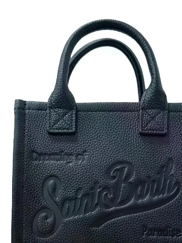 MC2 SAINT BARTH Embossed Logo Leather Tote Bag - Black