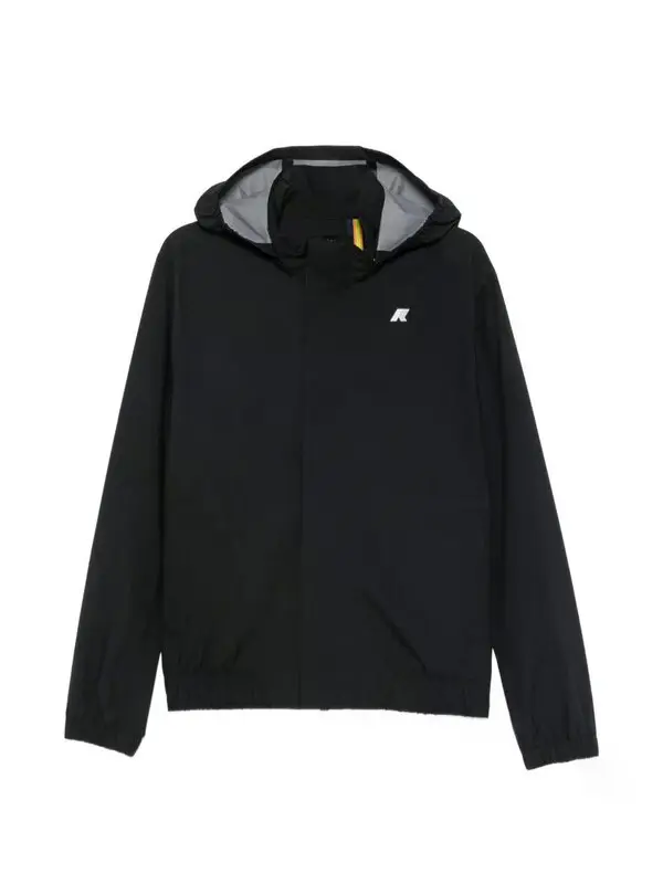 K-WAY Logo Patch Hooded Jacket - Black