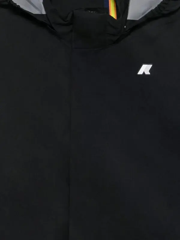 K-WAY Logo Patch Hooded Jacket - Black