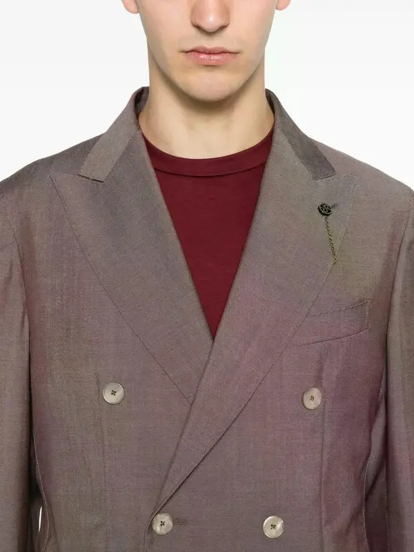 SANTANIELLO Double-breasted Peak-lapel Suit - Red