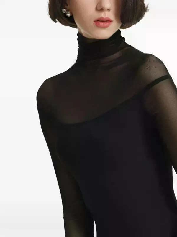 2310 STUDIO High-neck Mesh-panelled Maxi Dress - Black