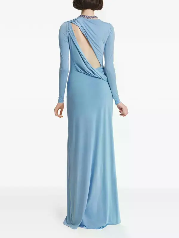 2310 STUDIO Ruched Open-back Maxi Dress - Blue