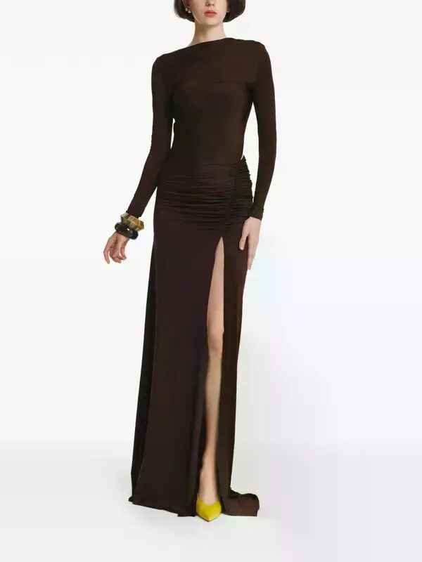 2310 STUDIO Ruched Open-back Maxi Dress