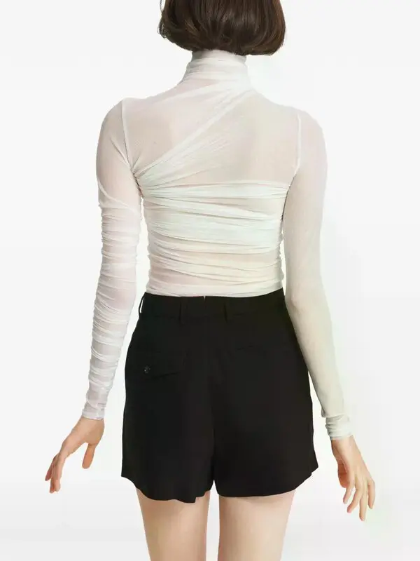 2310 STUDIO Ruched Semi-sheer High Neck Top
