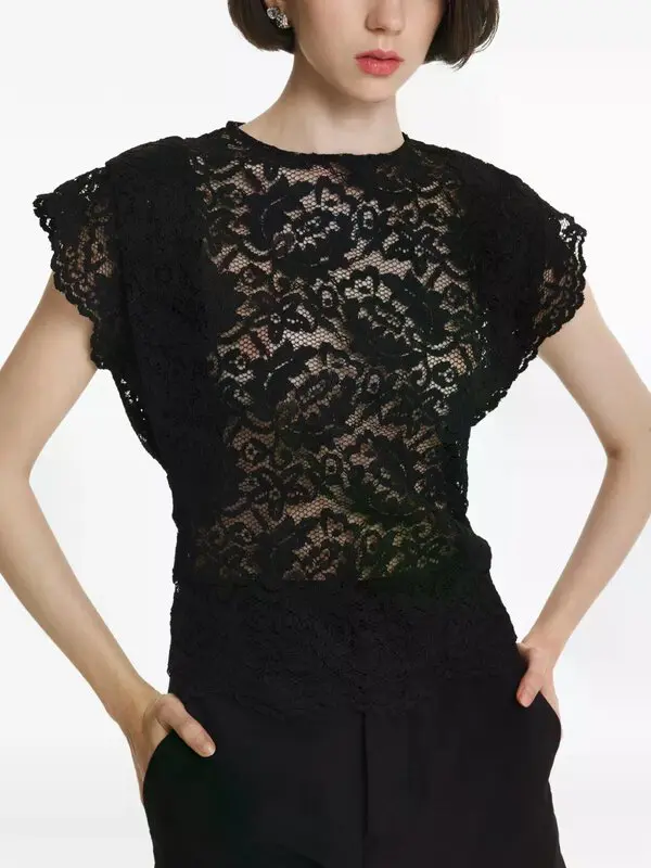 2310 STUDIO Floral Lace Scalloped Edge Top