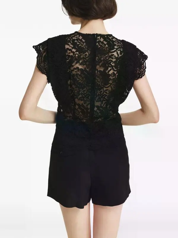 2310 STUDIO Floral Lace Scalloped Edge Top