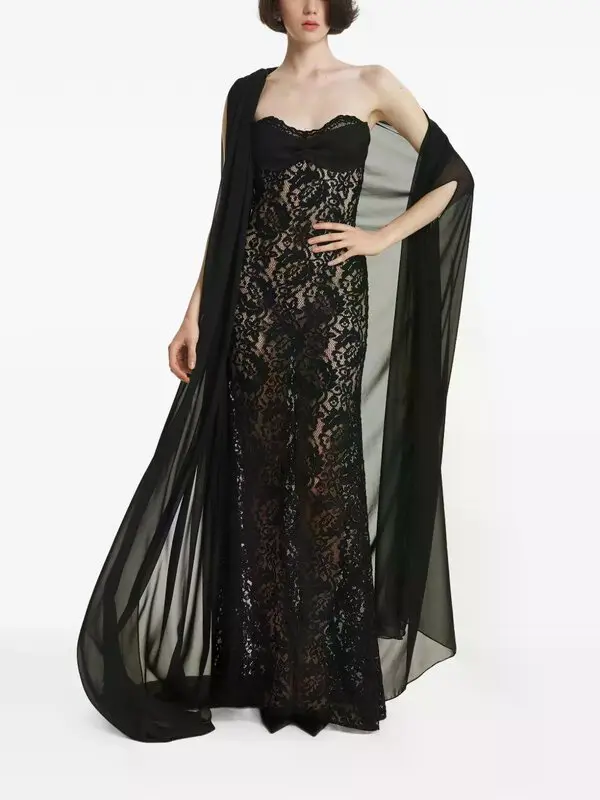 2310 STUDIO Sheer Lace-overlay Draped Cape