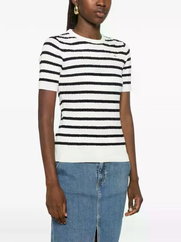 Gant Horizontal Stripe Cable Knit T-shirt