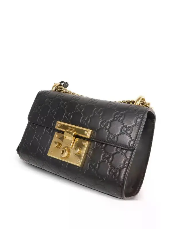 Gucci Leather Padlock Gg Shoulder Bag - Black