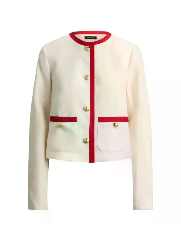 Ralph Lauren Collarless Blazer With Contrast Trim