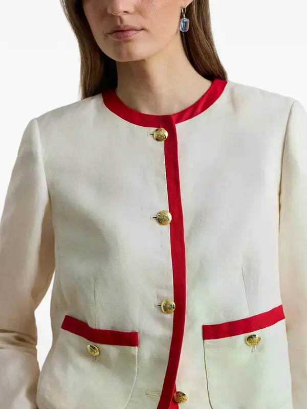 Ralph Lauren Collarless Blazer With Contrast Trim