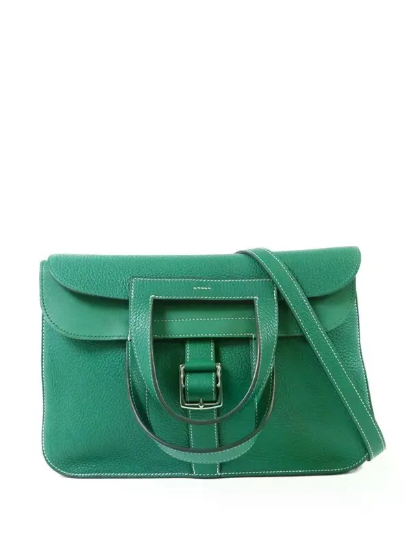 Hermès Halzan Clemence-leather Tote Bag - Green