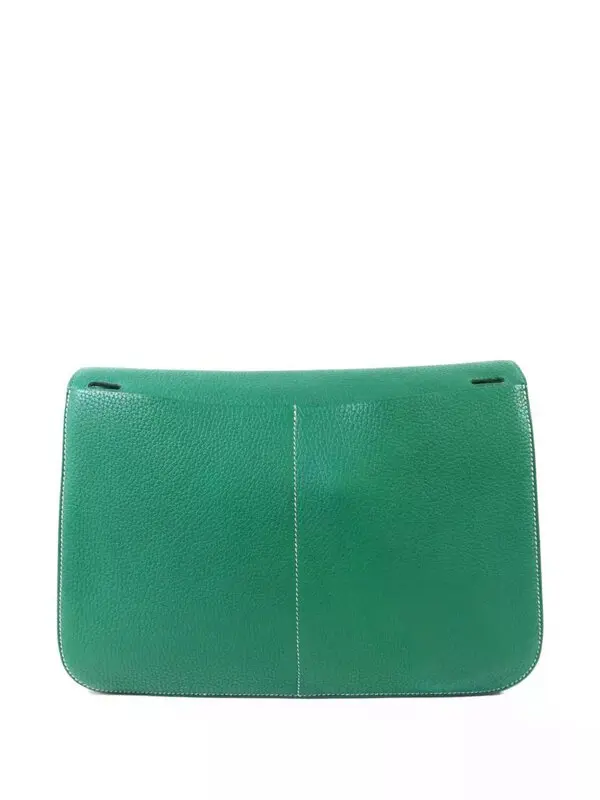 Hermès Halzan Clemence-leather Tote Bag - Green