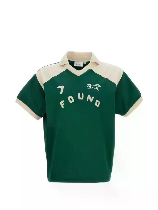 FOUND Goji Logo-detail Cotton Polo Shirt - Green