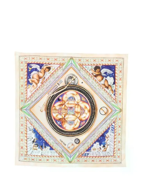 Casablanca Plafond Orné De Musique Silk Scarf - Neutrals