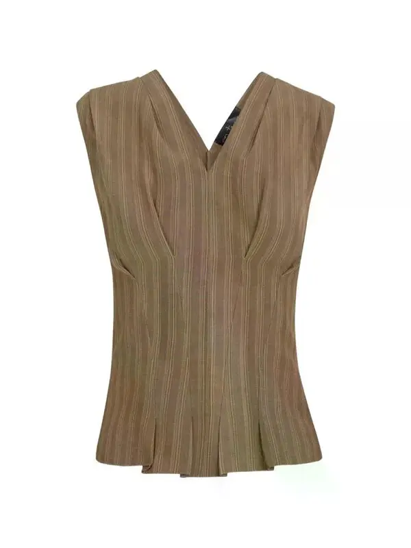CORTANA Ida Pinstripe V-neck Blouse