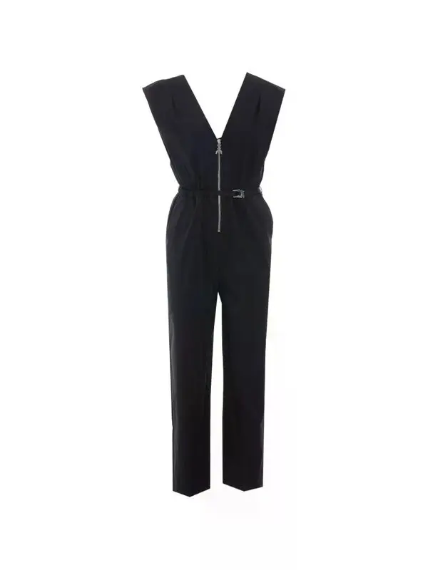 Patrizia Pepe V-neck Zip-up Jumpsuit With Belted Waist - Black