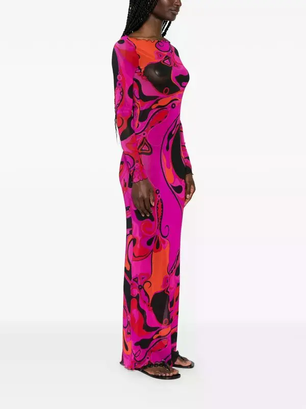 Emilio Pucci Orchidee Print Midi Dress - Pink