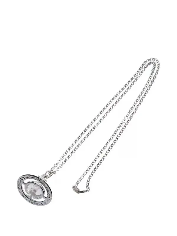 VIVIENNE WESTWOOD Tone Orb Pendant Necklace With Rhinestone Embellishments - Silver