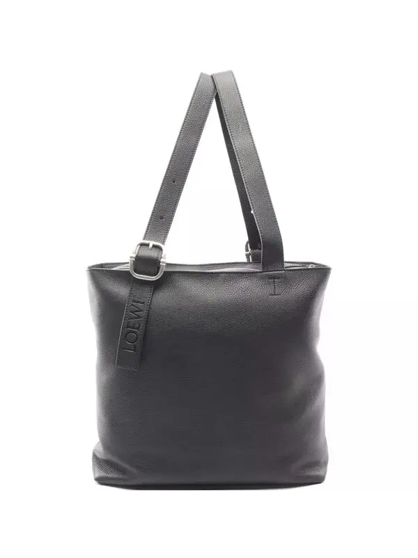 Loewe Loop Buckled Leather Shoulder Bag - Black