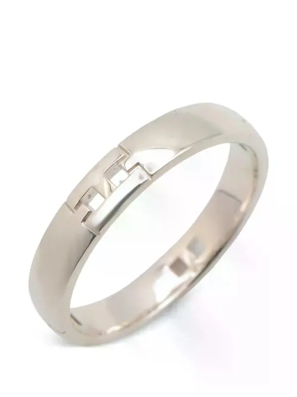 Hermès 18kt White Gold Hercules Engraved Logo Ring