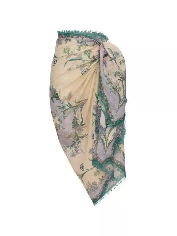 Zimmermann Printed Fringed Sarong - Neutrals