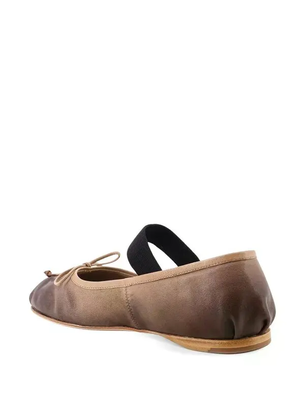 Miu Miu Ballet Flats With Logo Strap And Bow Detail - Neutrals