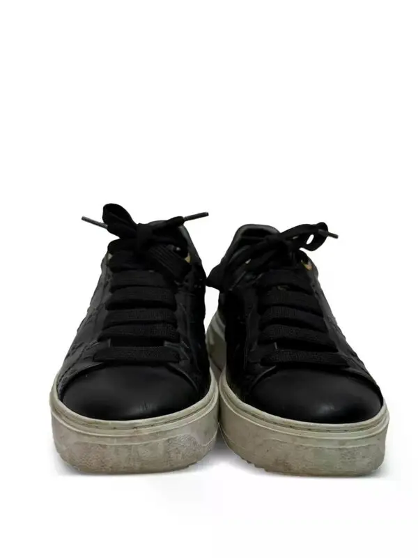 LOUIS VUITTON Leather Monogram Embossed "time Out" Sneakers - Black