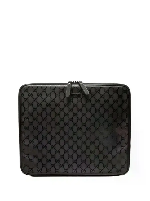 Gucci Gg Imprimé Laptop Case Clutch Bag - Black