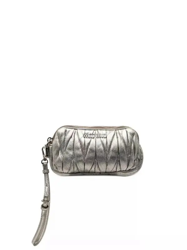 Miu Miu Matelasse Metallic Nappa Double Zip Pouch