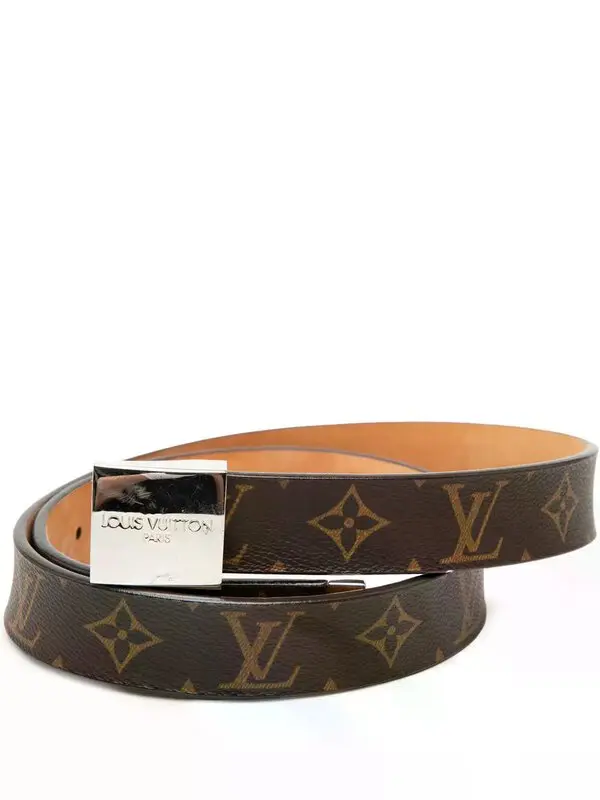 LOUIS VUITTON Monogram Canvas And Leather Belt - Brown