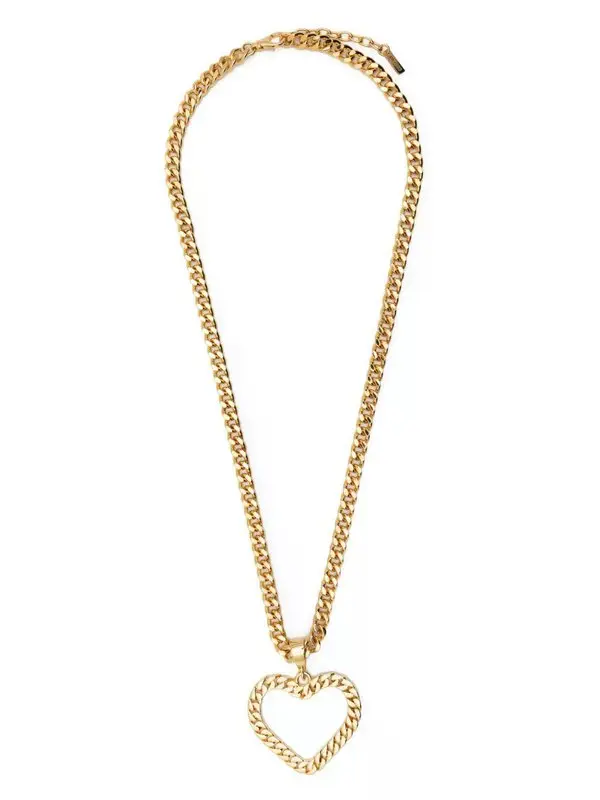 Moschino Heart Pendant Curb Chain Necklace - Gold