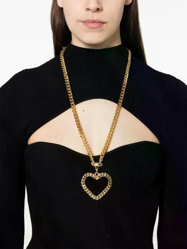 Moschino Heart Pendant Curb Chain Necklace