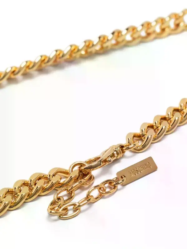 Moschino Heart Pendant Curb Chain Necklace