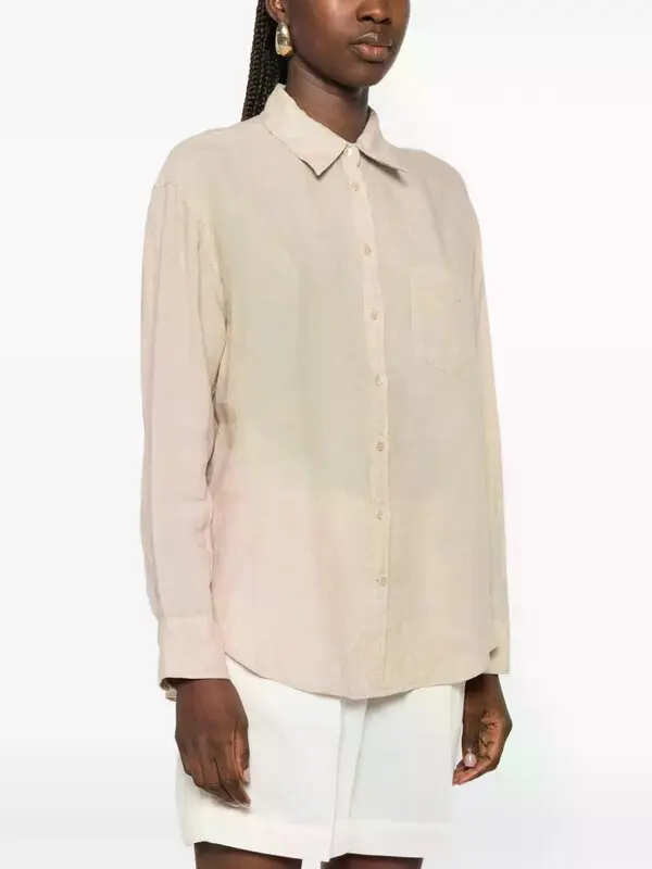 Gant Classic Collar Linen Shirt With Chest Pocket - Neutrals