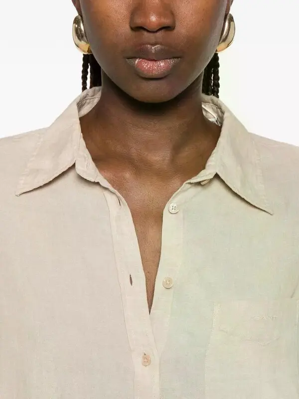 Gant Classic Collar Linen Shirt With Chest Pocket - Neutrals