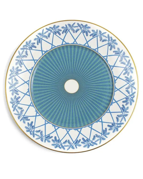 PINK HOUSE Fine Bone China Charger Plate Palms - Blue