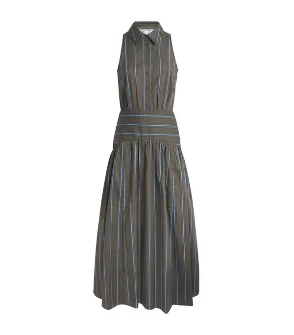 Staud Romy" Maxi Dress In Cotton Blend With Stripe Motif - Grey