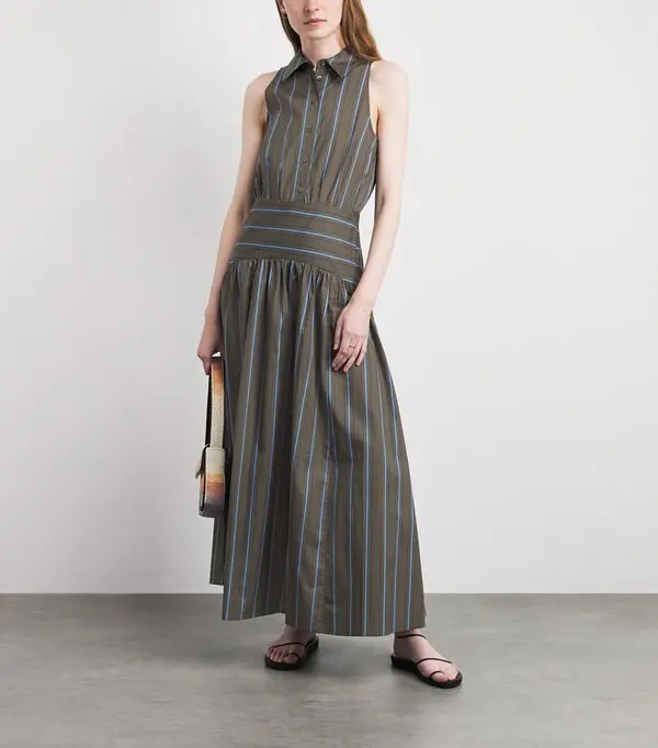 Staud Romy" Maxi Dress In Cotton Blend With Stripe Motif - Grey