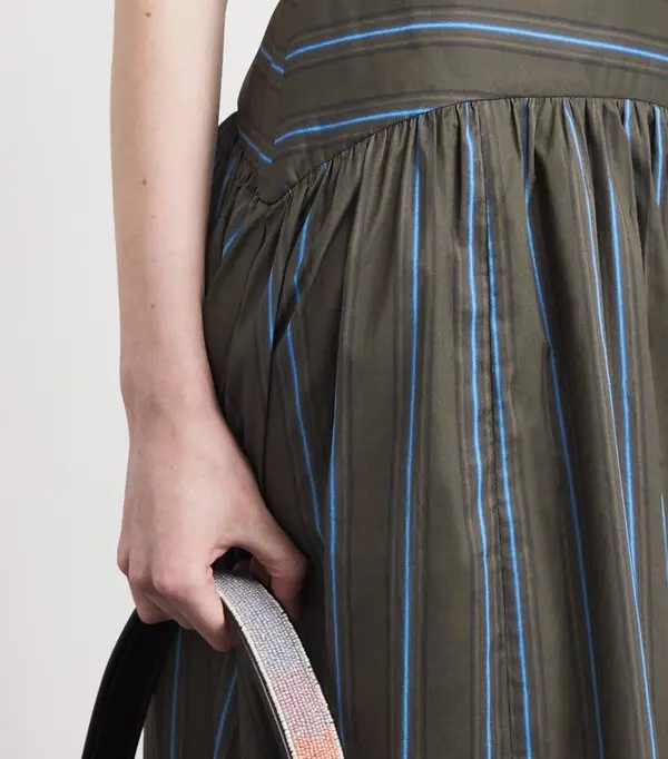 Staud Romy" Maxi Dress In Cotton Blend With Stripe Motif - Grey
