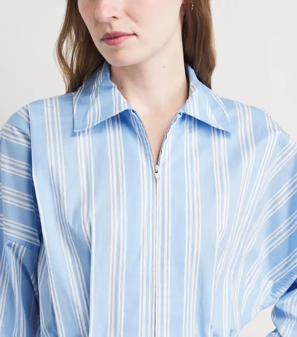 Staud Chi Midi Shirt Dress In Stripes