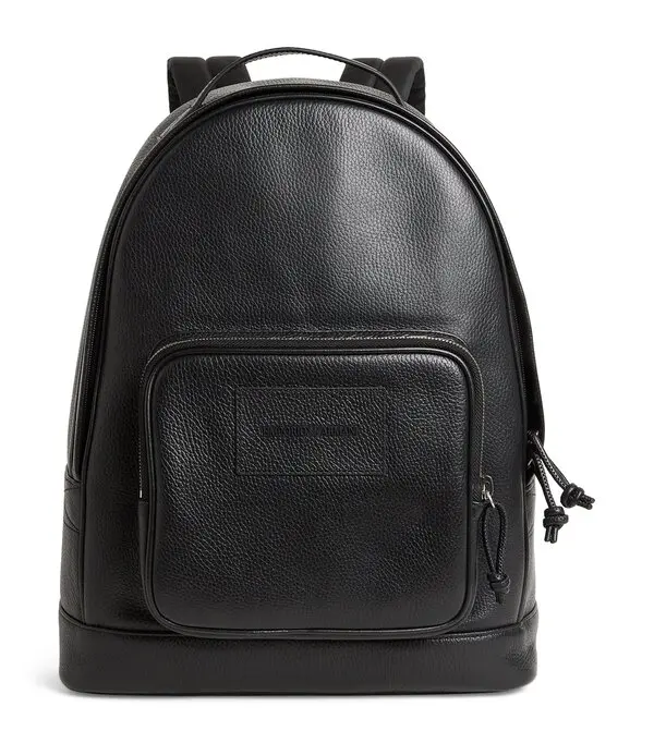 Emporio Armani Textured Leather Backpack - Black