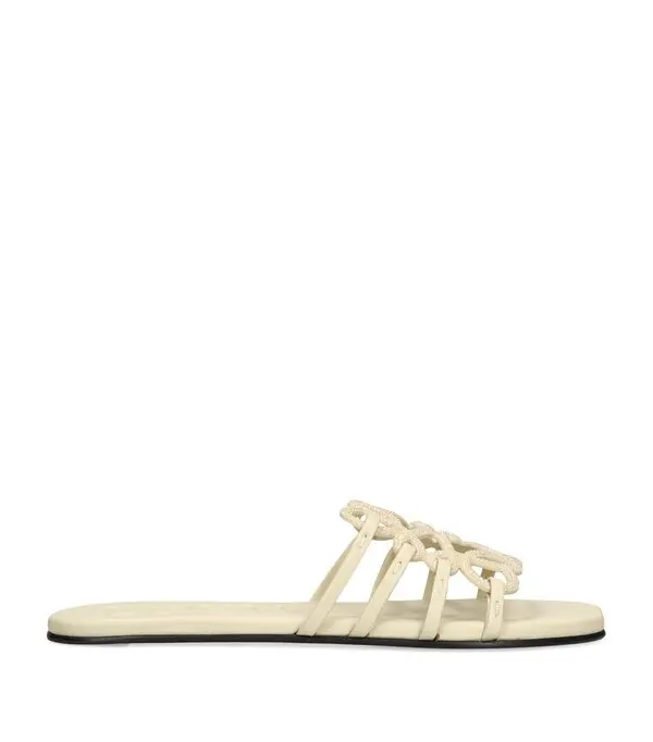 Loewe Leather Petal Anagram Slides - Yellow
