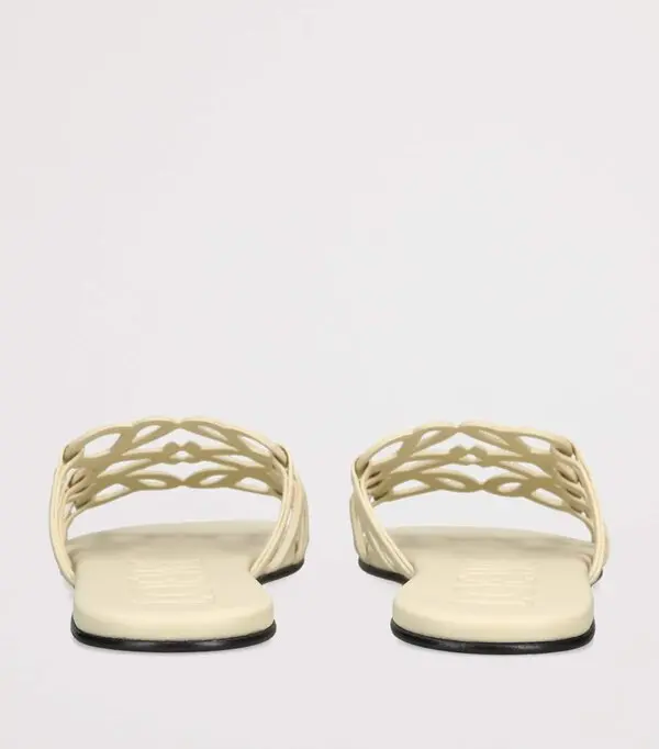 Loewe Petal Leather Anagram Slides - Yellow
