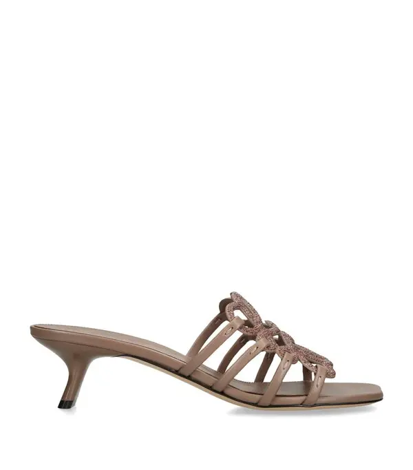 Loewe Suede Petal Anagram Heeled Mules