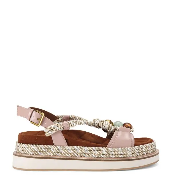 Kurt Geiger Orson Rope Detail Leather Platform Sandals - Pink