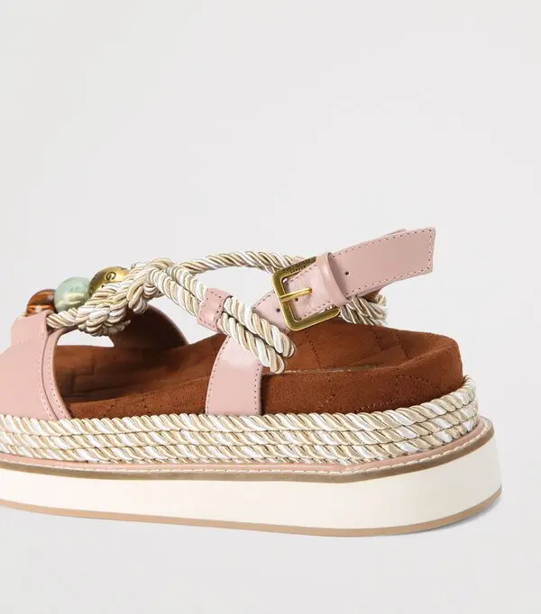 Kurt Geiger Orson Rope Detail Leather Platform Sandals