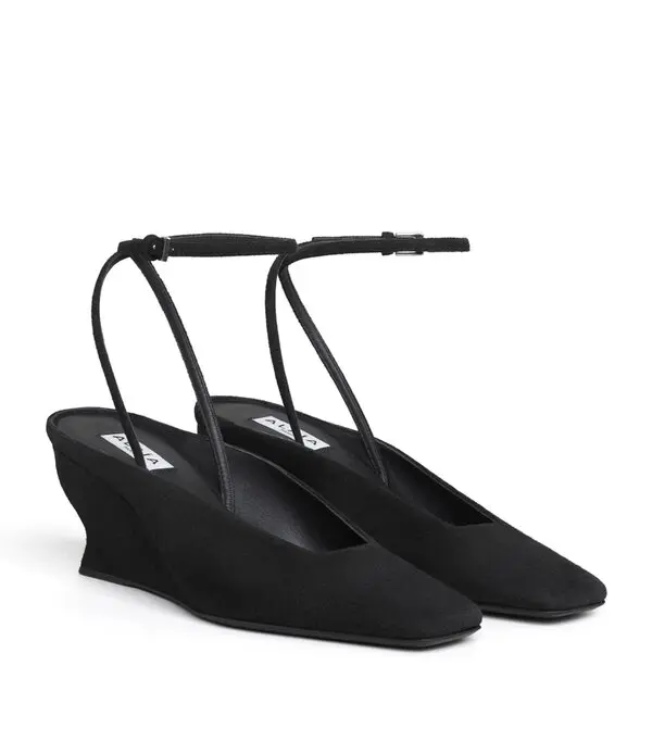Alaïa Suede Wave Wedge Pumps